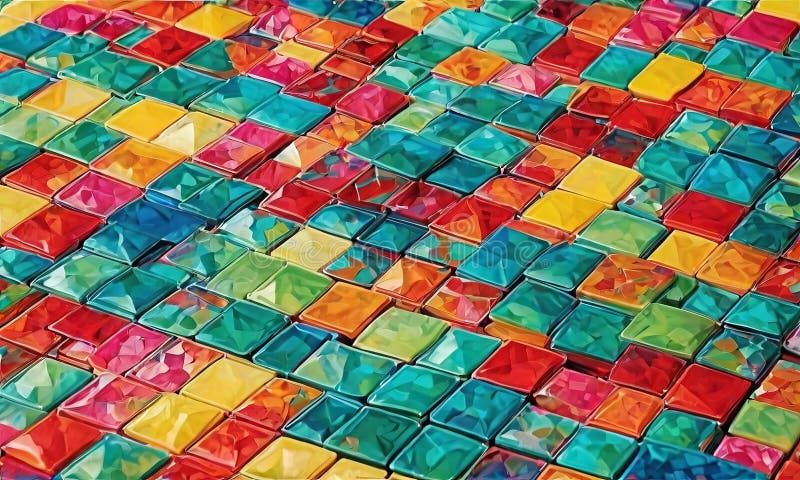 Vibrant Mosaic Multicolored Tiles, Arranged in Grid-like Pattern ...