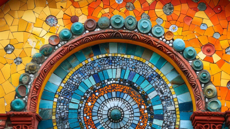 Vibrant Mosaic Pattern with Colorful Tiles in an Arched Design. Stock ...