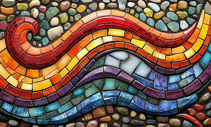 Vibrant Mosaic Tile Design Resembling Flowing Water Stock Footage ...