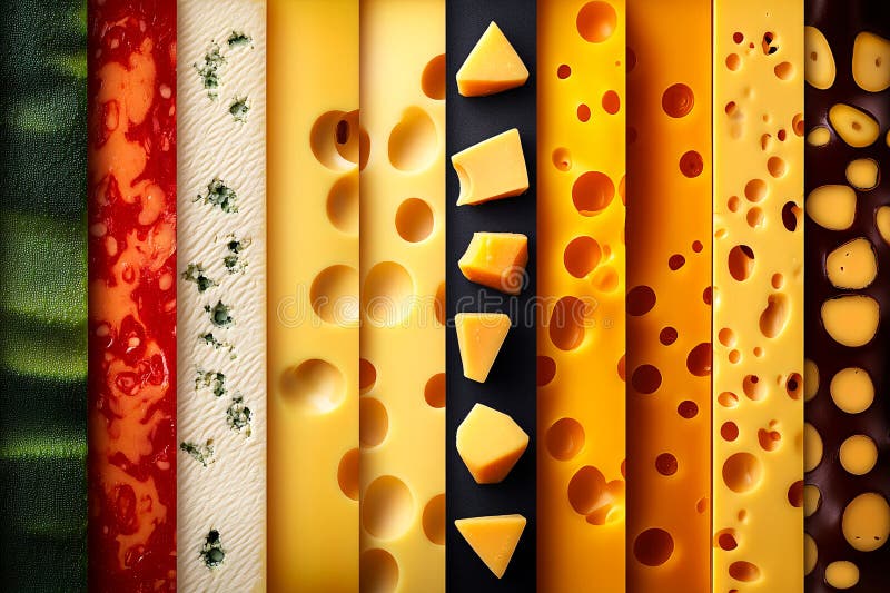 A Vibrant Mosaic of Various Cheese Blocks Forms a Colorful and Textured ...