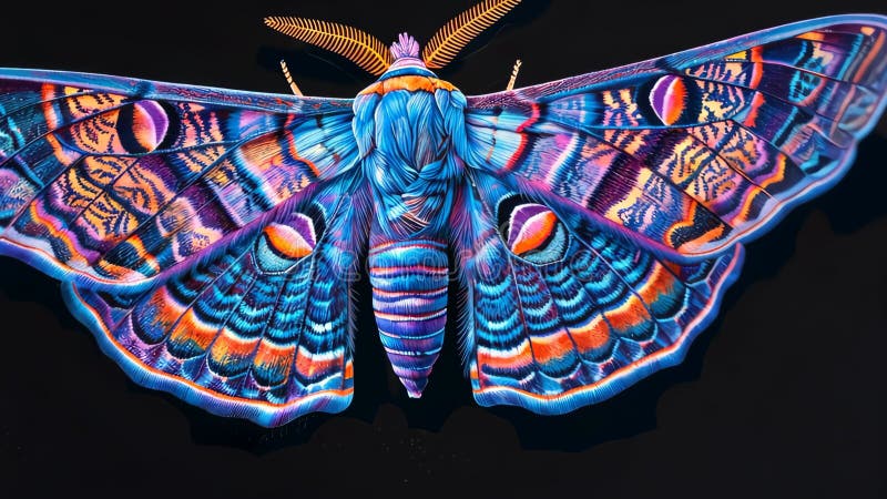 Vibrant Moth with Intricate Patterns on Dark Background Stock Footage ...