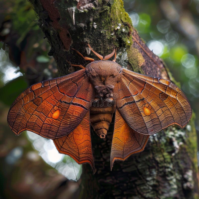 A Moth Resting on a Tree Branch at Dawn 2 Stock Illustration ...