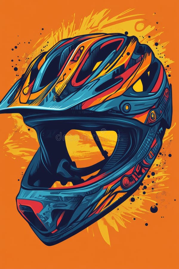 A Vibrant Motorcycle Helmet Showcases Bold Colors and Intricate ...
