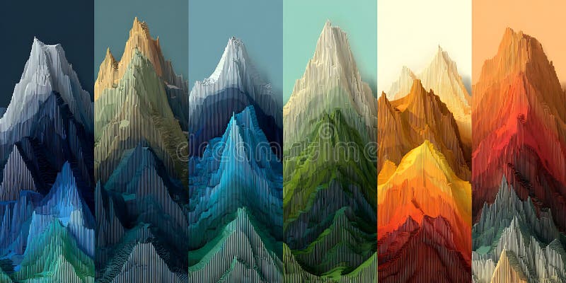 Vibrant Mountain Ranges a Stunning Visual Spectrum Stock Illustration ...