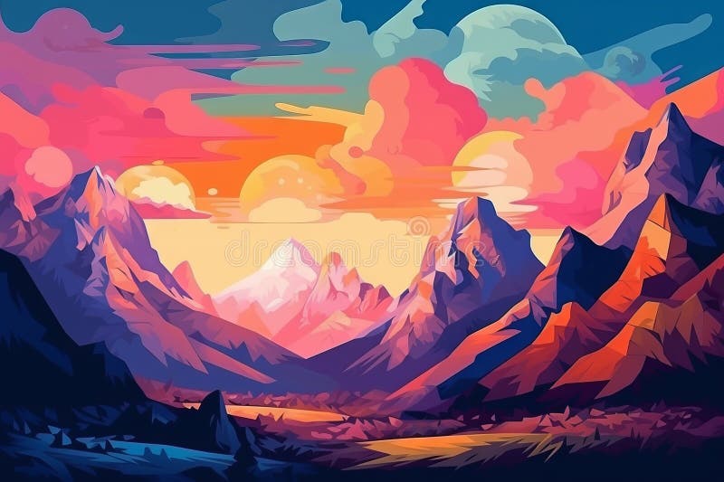 Breathtaking Mountainscape Stock Illustrations – 142 Breathtaking ...