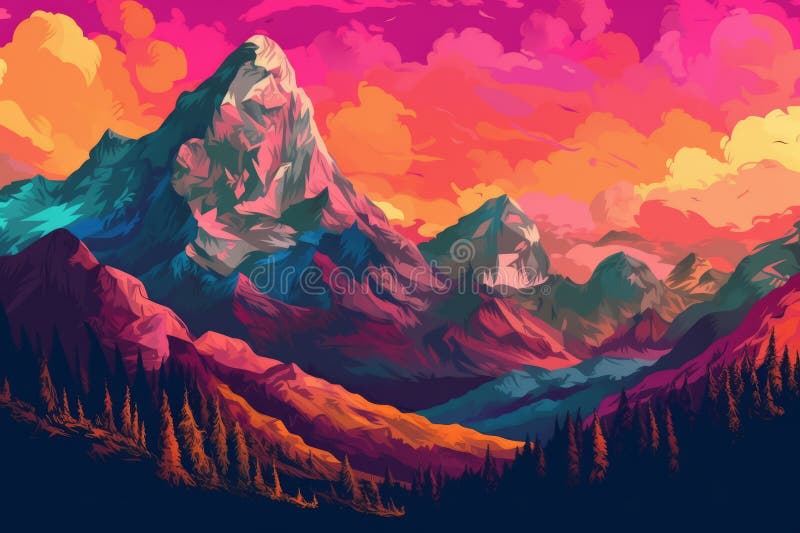 Breathtaking Mountainscape Stock Illustrations – 142 Breathtaking ...