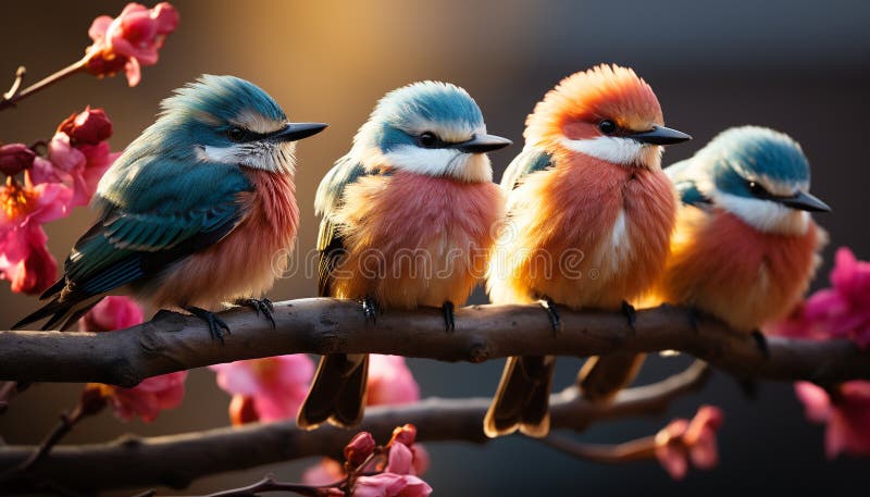 A Vibrant, Multi Colored Bird Perches on a Branch in Nature Generated ...
