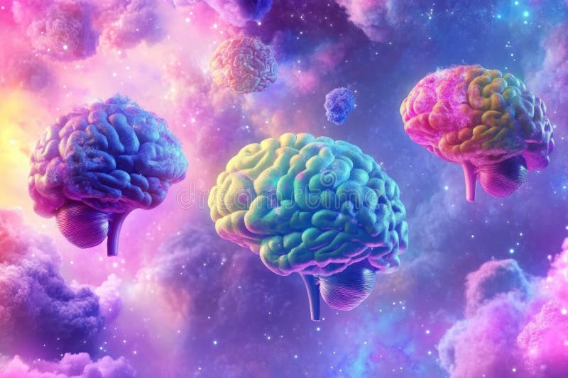 Futuristic Representation Human Brain Cosmic Space Background Stock ...