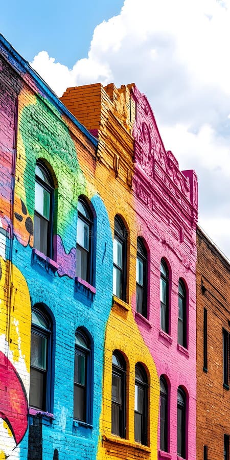 Vibrant Multi-colored Building with Cheerful Atmosphere Stock ...