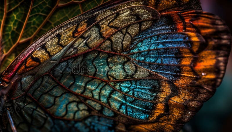 Vibrant Multi Colored Butterfly Wing in Macro Magnification Generated ...