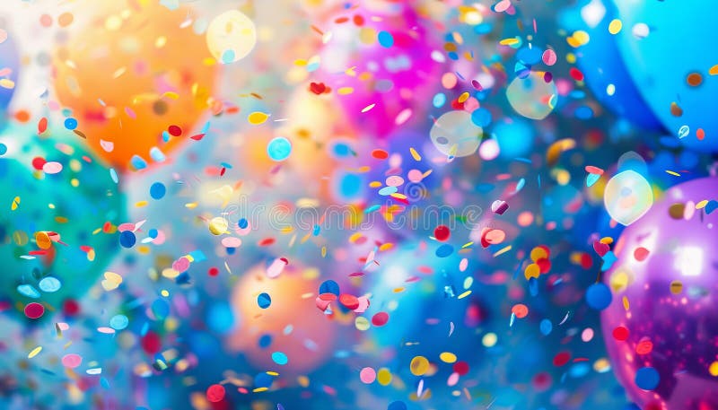 A Vibrant, Multi Colored Celebration with Confetti, Balloons, and ...