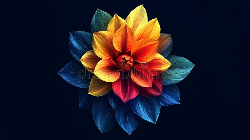 Vibrant Multi-colored Flower Design Against a Dark Background Stock ...