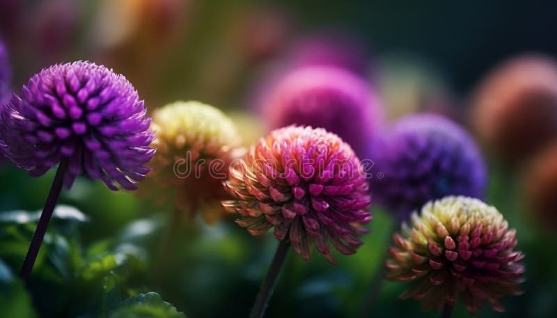 Vibrant Multi Colored Flower Head in Extreme Close Up with Pollen ...
