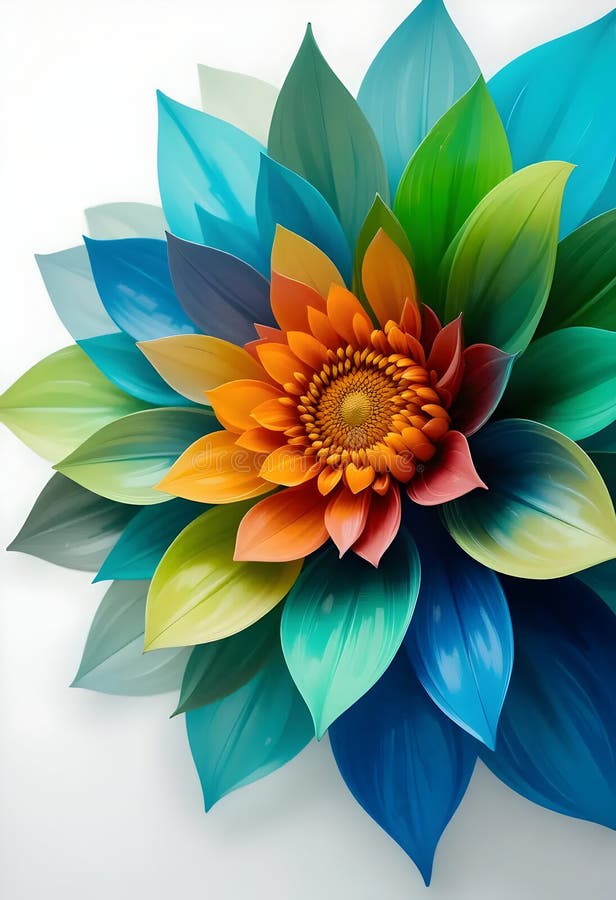 A Vibrant Multi Colored Flower with Many Overlapping Petals Stock ...