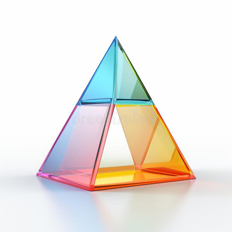 Vibrant Multi-colored Glass Pyramid on White Background Image Stock ...