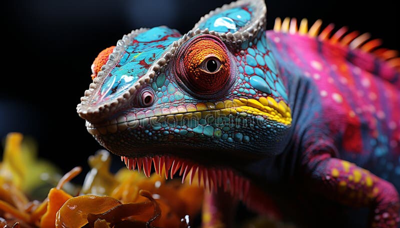 A Vibrant Multi Colored Lizard in Tropical Rainforest Generated by AI ...