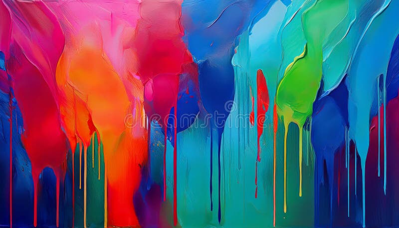 Vibrant Multi Colored Paint Drips Down a Wall, Forming a Unique Stock ...