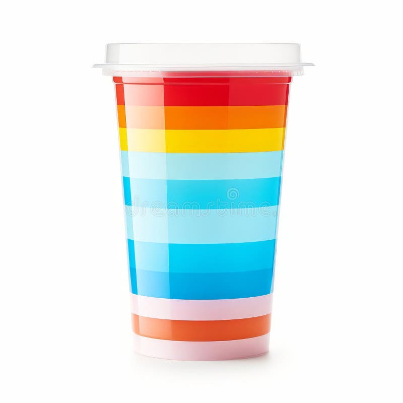 Vibrant Multi-colored Plastic Cup on White Background Design Stock ...