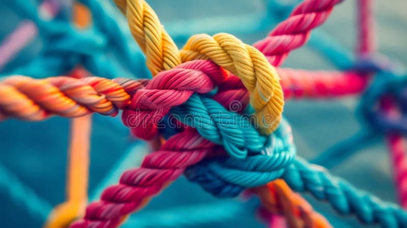 Vibrant Multi-Colored Ropes Tied in a Complex Knot. Generative Ai Stock ...