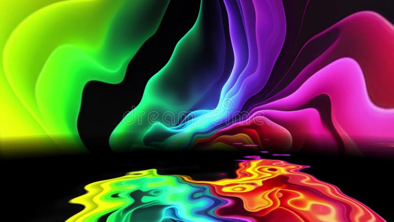 Vibrant Multi-Colored Swirls Waves and Rays Water Reflection Stock ...