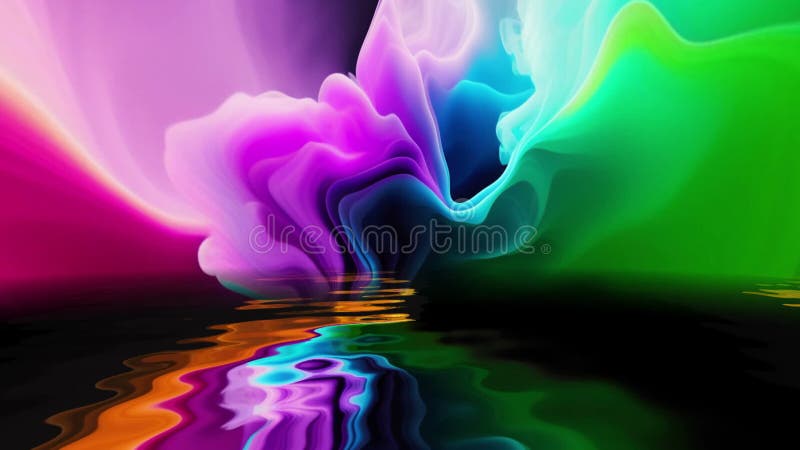 Vibrant Multi-Colored Swirls Waves and Rays Water Reflection Stock ...