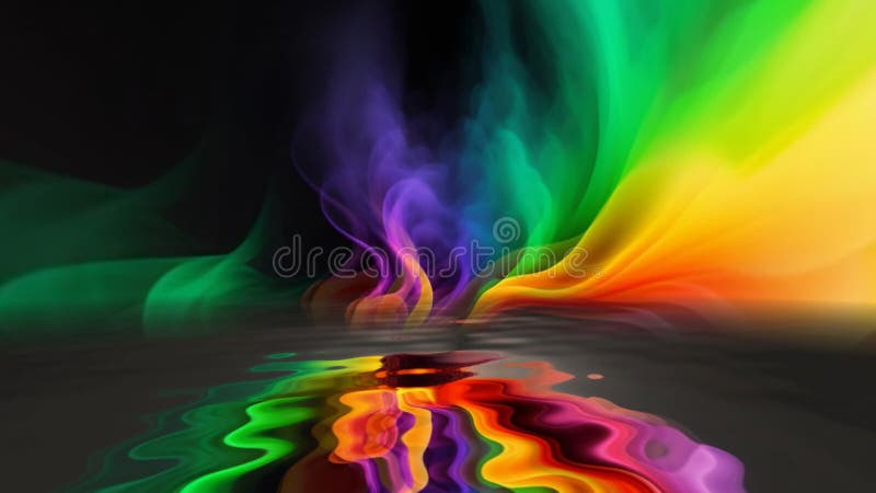 Vibrant Multi-Colored Swirls Waves and Rays Water Reflection Stock ...