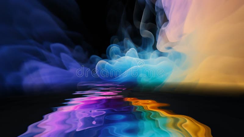Vibrant Multi-Colored Swirls Waves and Rays Water Reflection Stock ...