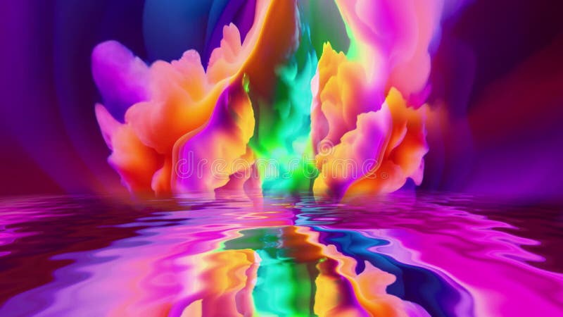 Vibrant Multi-Colored Swirls Waves and Rays Water Reflection Stock ...