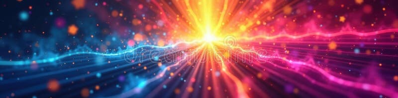 Vibrant, Multi Hued Rays Diverge Across Abstract Backdrop , Abstract ...