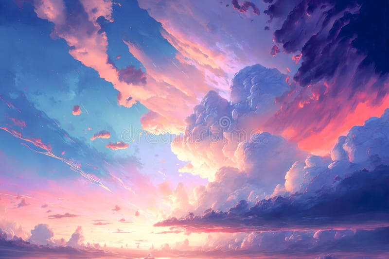 Vibrant Multicolor of Beautiful Sky and Cloud Copy Space Background ...