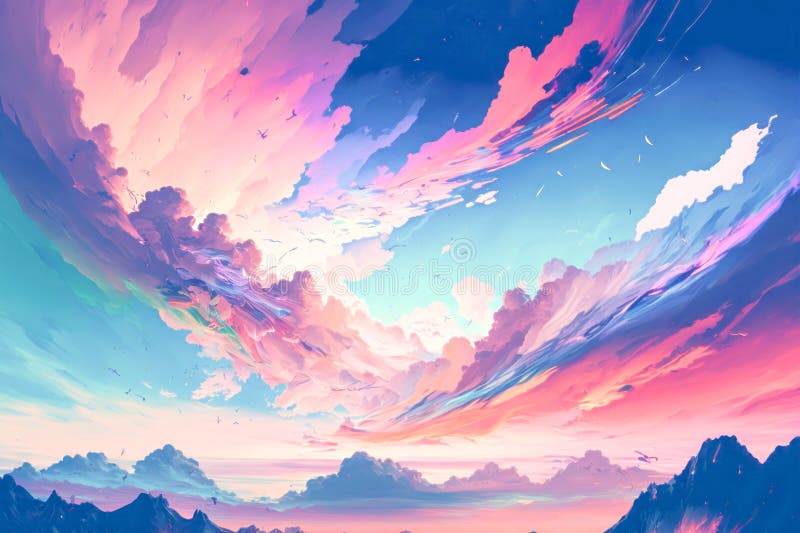 Vibrant Multicolor of Beautiful Sky and Cloud Copy Space Background ...