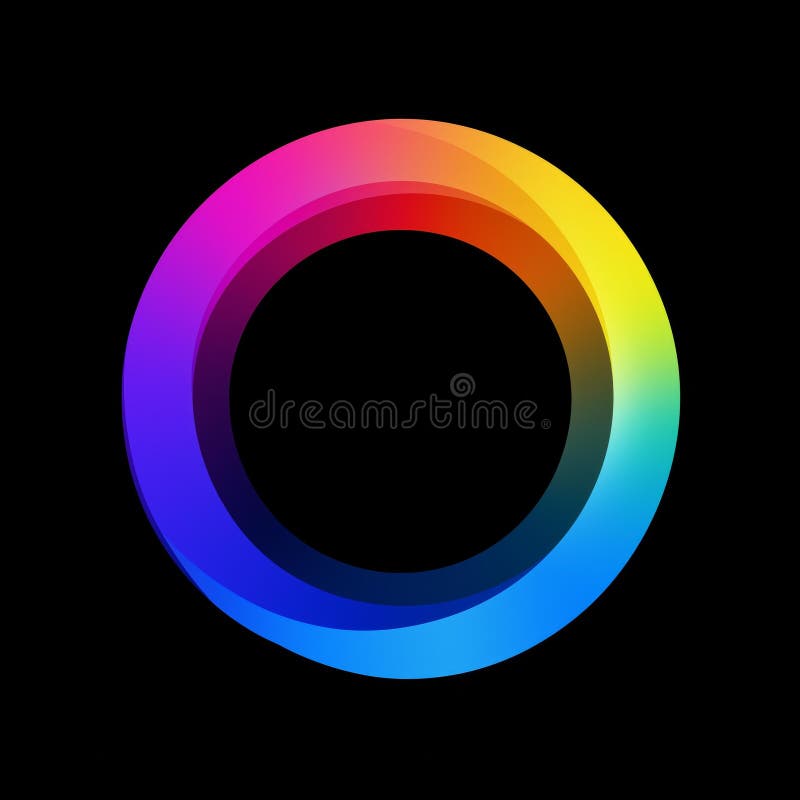 Vibrant Multicolor Circular Gradient on Black Background Stock ...