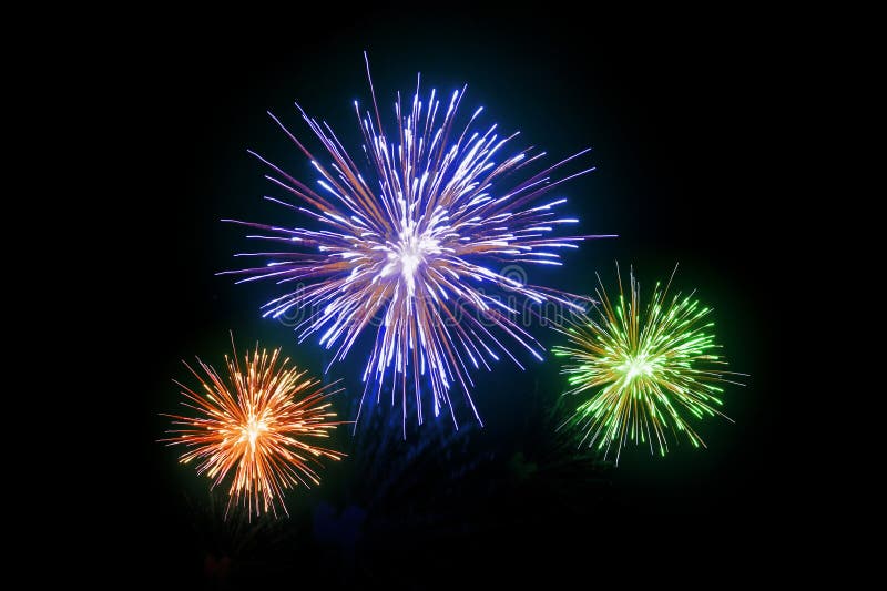 Vibrant Multicolor Fireworks Burst on Black Night Sky Stock Image ...