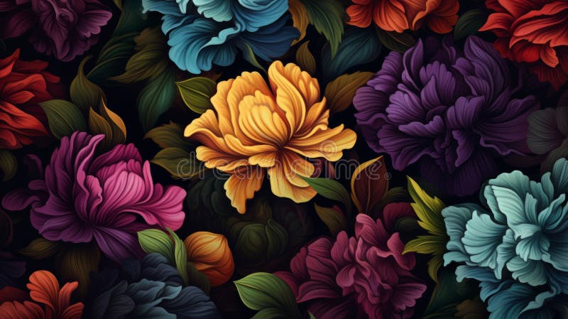 Vibrant Multicolor Floral Wallpaper Design AI Generated Stock ...
