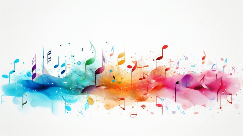 Vibrant and Multicolored Abstract Music Background with Flying Musical ...