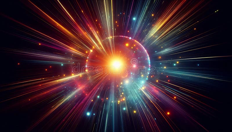 Vibrant, Multicolored Beams of Light Radiating Outward from Glowing ...