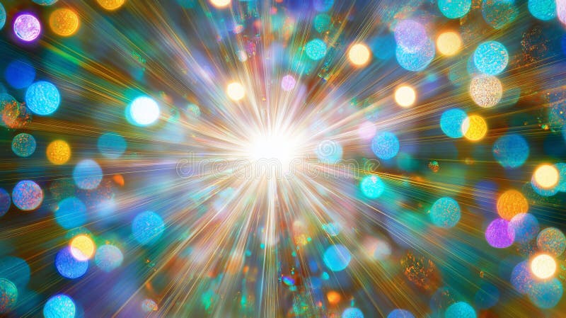 Vibrant Multicolored Bokeh Light Burst with Radiant Center Stock Image ...