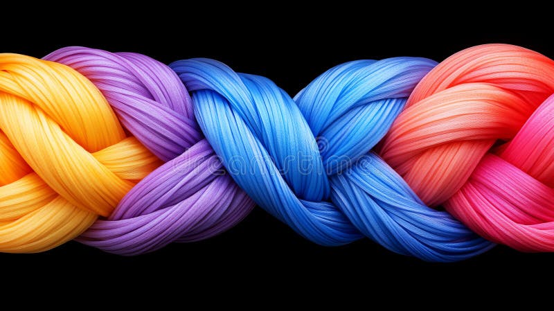 Vibrant Multicolored Braid Array of Luscious Hues Intertwined ...