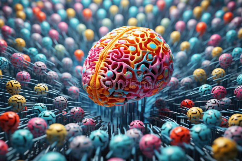 A Vibrant, Multicolored Brain on a Diverse Background, Symbolizing ...