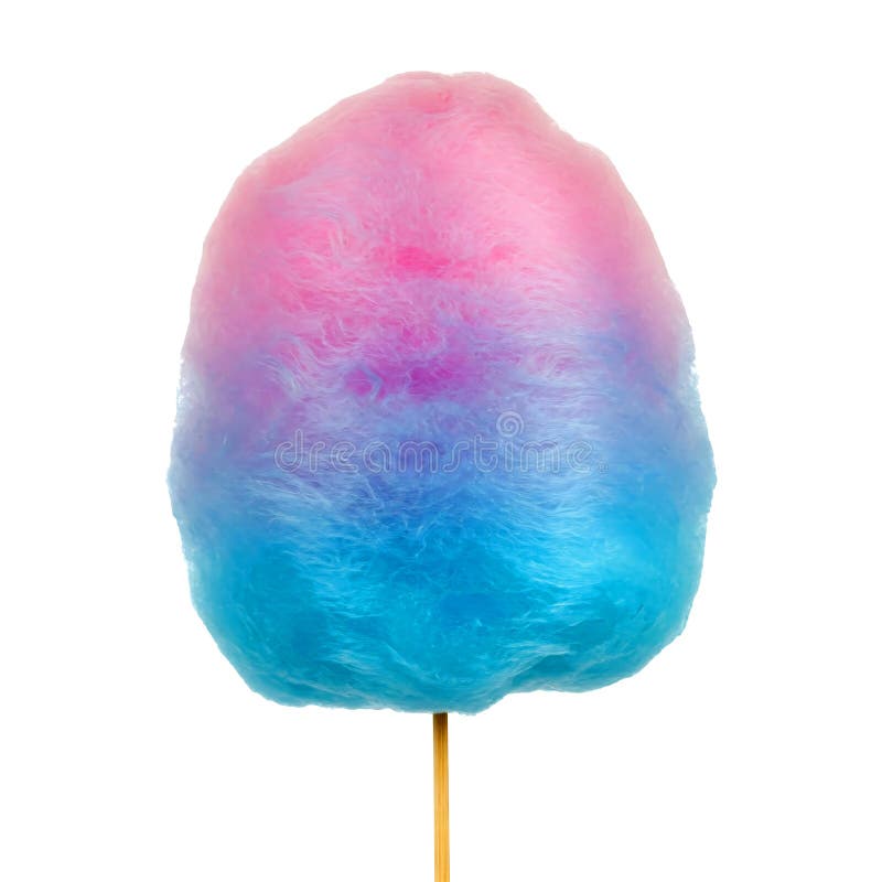 Vibrant Multicolored Cotton Candy on a Stick Isolated on White ...