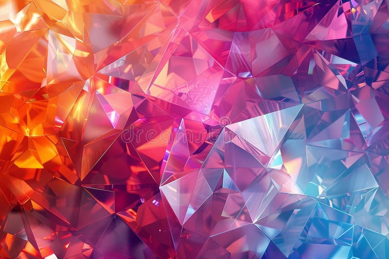 Vibrant Multicolored Crystal Surfaces with Light Reflections and Angles ...