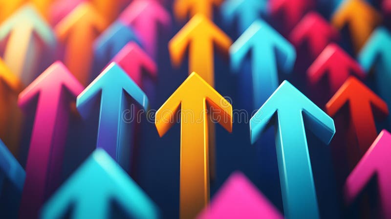 Vibrant Multicolored 3D Arrows Pointing Upward Stock Illustration ...