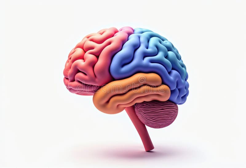 Colorful 3D Illustration of a Brain Model Stock Illustration ...