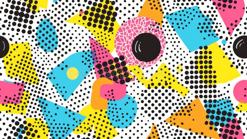 Vibrant Multicolored Geometric Pattern with Dots and Shapes for Modern ...
