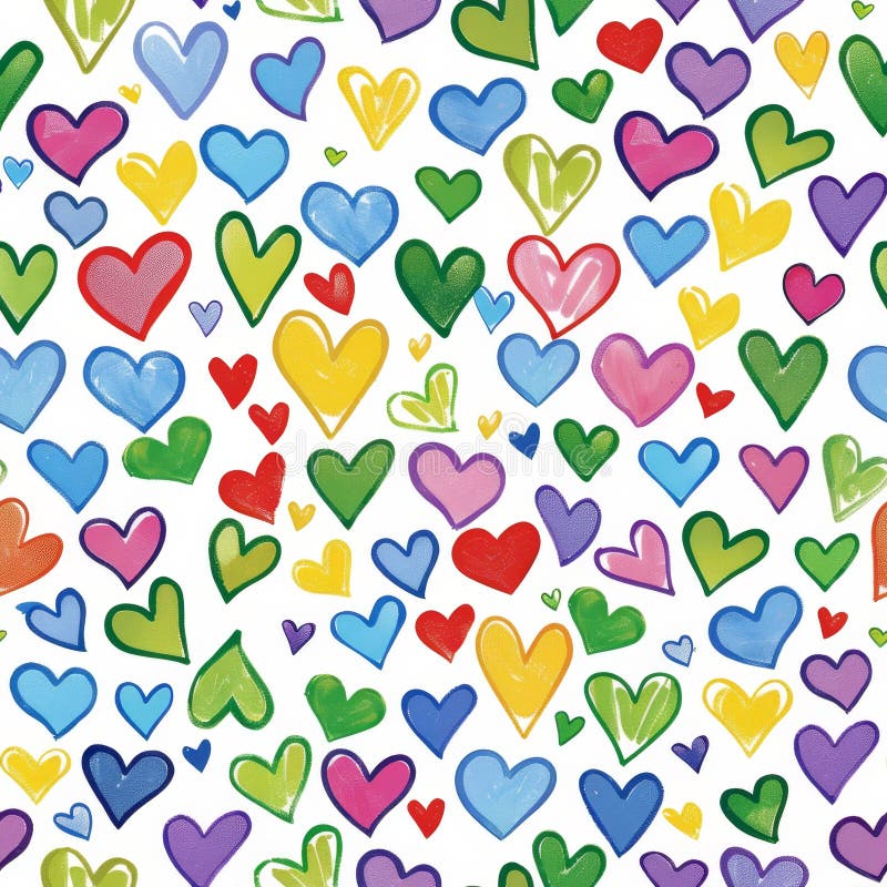 Vibrant Multicolored Hearts Pattern for Romantic Backgrounds Stock ...