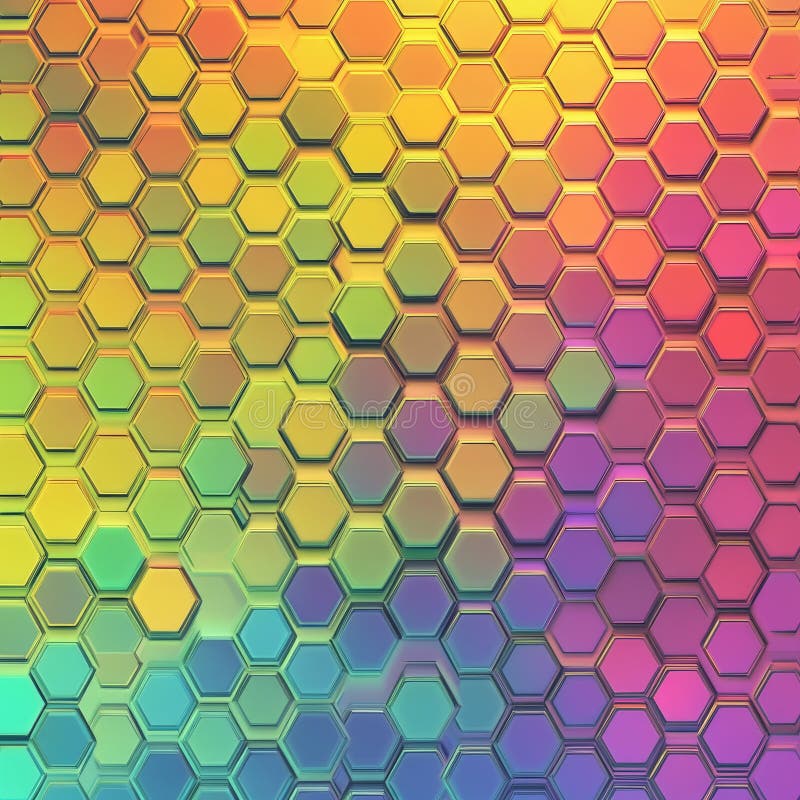 Vibrant Multicolored Hexagonal Pattern with Gradient Effect on a ...