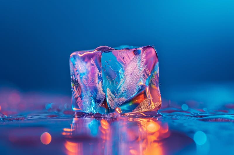 Chromatic Ice a Vivid Crystal Perched on Azure Stock Illustration ...