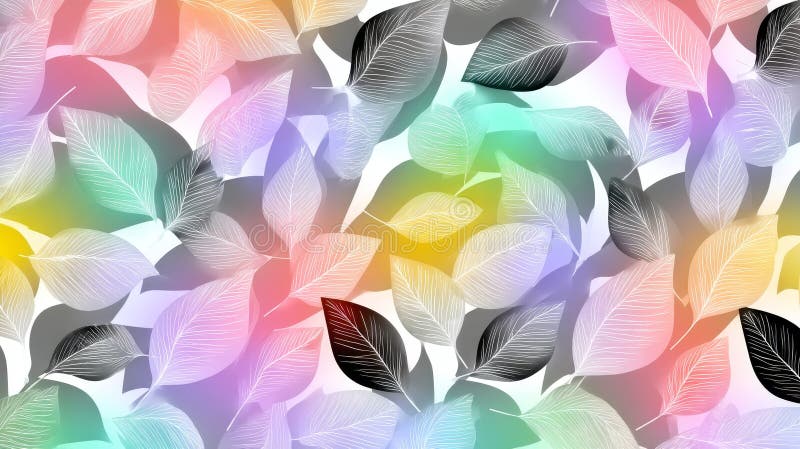 Vibrant Multicolored Leaf Pattern with Gradient Background Stock Image ...