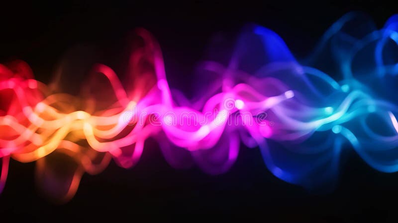 Vibrant Multicolored Light Wave on Black Background, Abstract ...