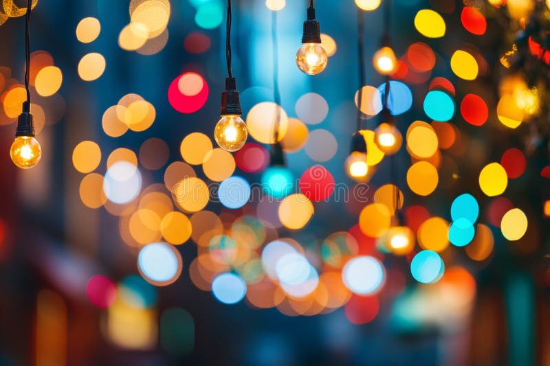 Vibrant, Multicolored Lights Dangle from the Ceiling, Casting a Warm ...